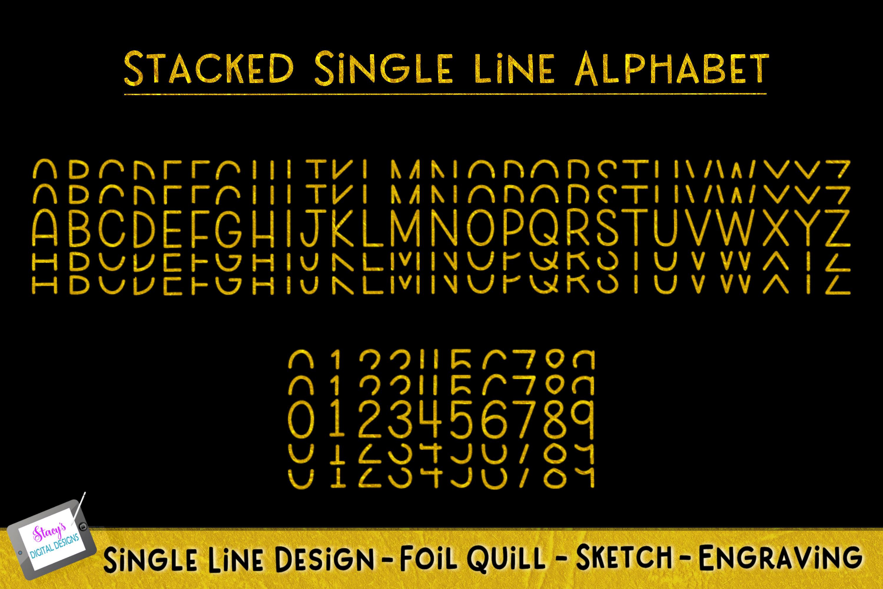 Stacked Single Line Alphabet - Foil Quill - Sketch - Laser - So Fontsy