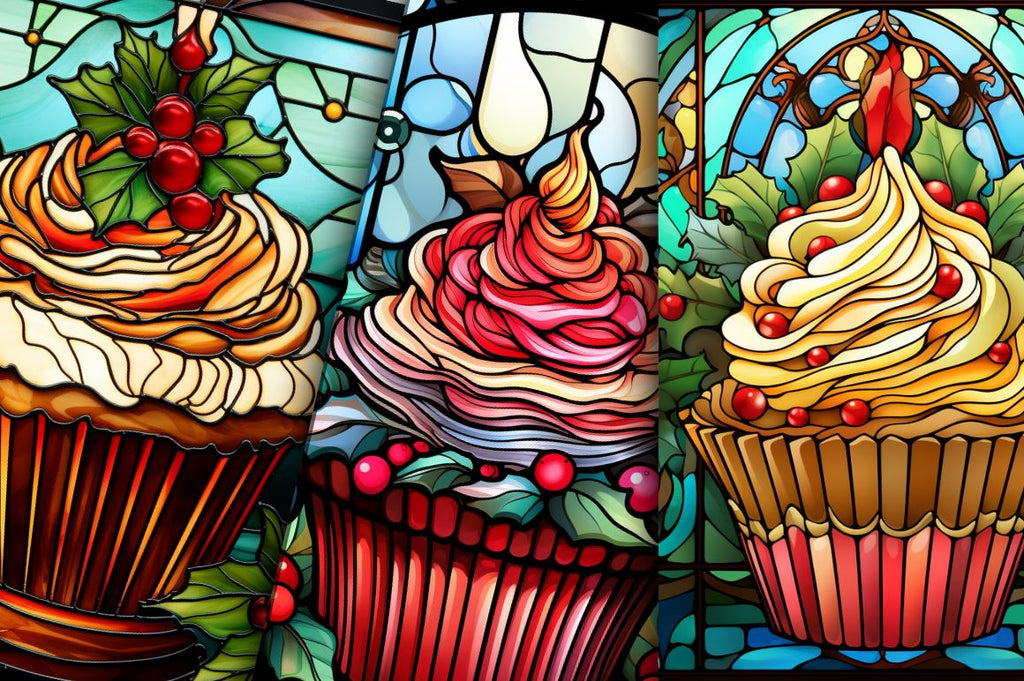 Stained Glass Christmas cupcake Bundle - So Fontsy
