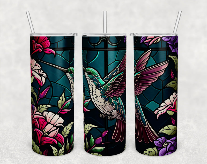 Stained Glass Hummingbird Tumbler Wraps Bundle, 20 Oz Skinny Tumbler ...