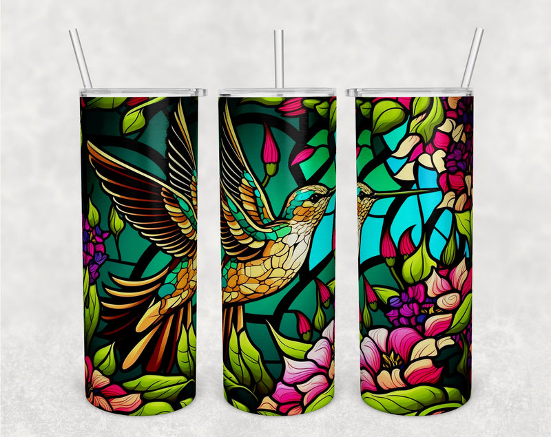 Stained Glass Hummingbird Tumbler Wraps Bundle, 20 Oz Skinny Tumbler ...