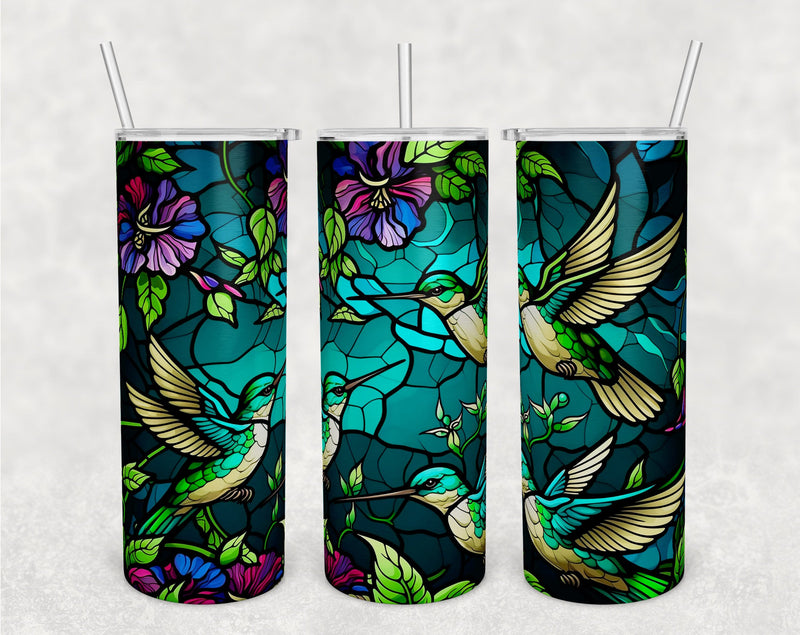 Stained Glass Hummingbird Tumbler Wraps Bundle, 20 Oz Skinny Tumbler ...