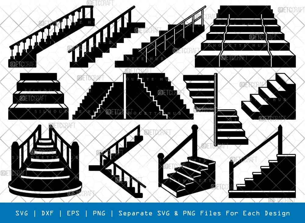 Stairs Silhouette, Stairs SVG, Staircase Svg, Walking Stairs Svg ...