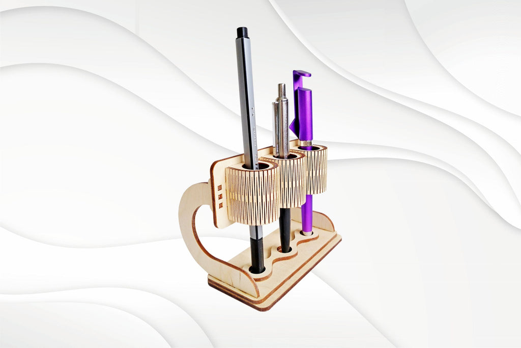 Stand holder for 3 pens, design laser cut. Drawing for laser cutting ...