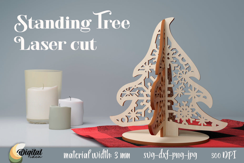 Standing Tree Laser Cut. 3D Wooden Decoration Laser Cut - So Fontsy