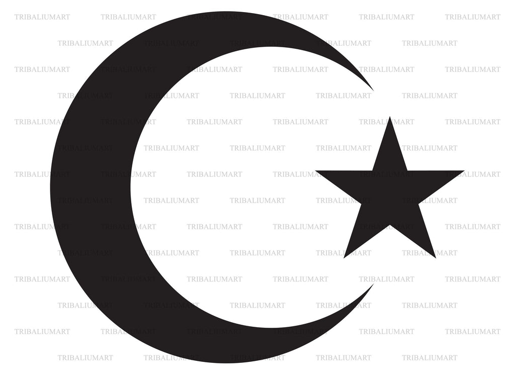 Star and crescent. Cut files for Cricut. Clip Art silhouettes (eps, svg ...