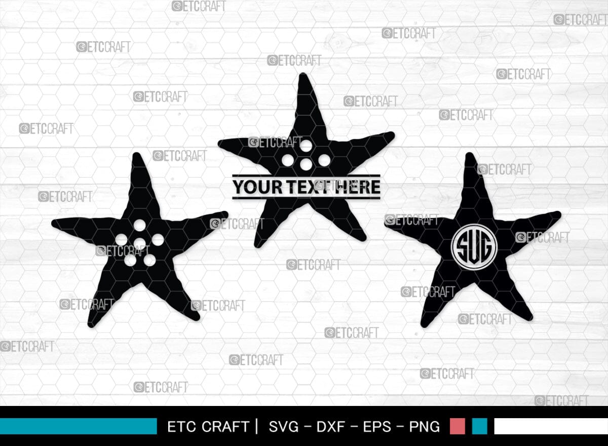 Star Fish Monogram, Starfish Silhouette, Starfish SVG, Tropical ...