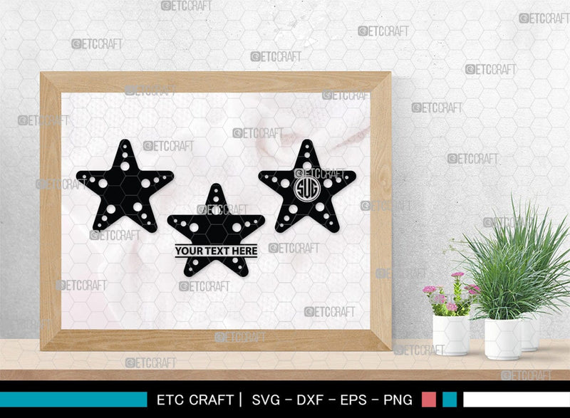 Star Fish Monogram, Starfish Silhouette, Starfish SVG, Tropical ...