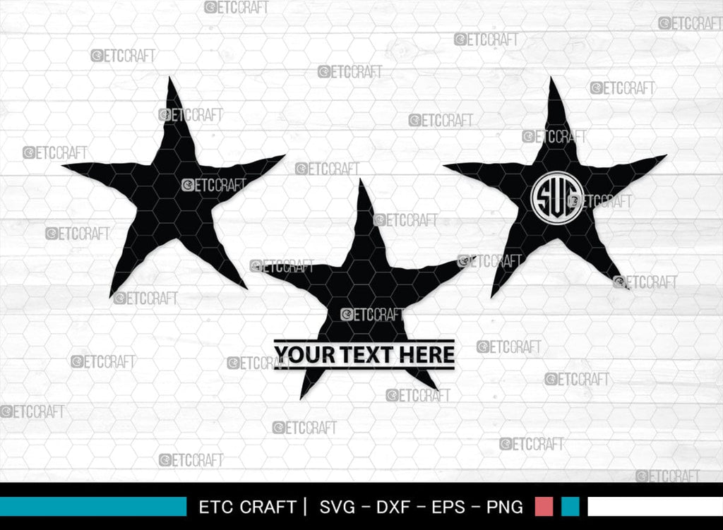 Star Fish Monogram, Starfish Silhouette, Starfish SVG, Tropical Starfi ...