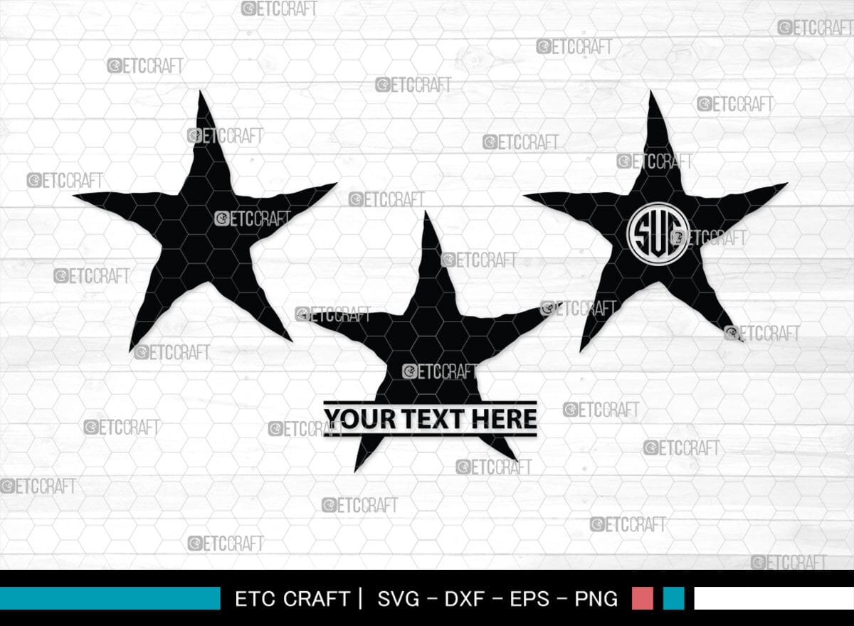 Star Fish Monogram, Starfish Silhouette, Starfish SVG, Tropical Starfi ...