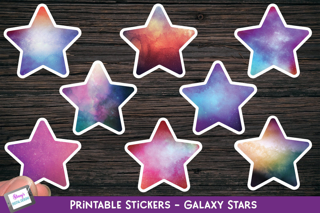 Star Sticker Bundle - 32 Printable Star Stickers - So Fontsy