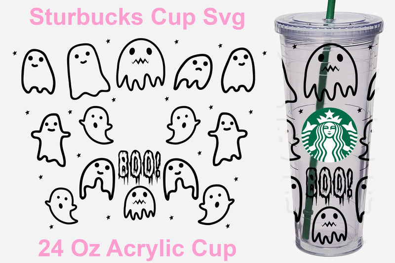 Starbucks svg, 24 Oz Acrylic cup BOO svg,Halloween starbucks svg, Batty ...