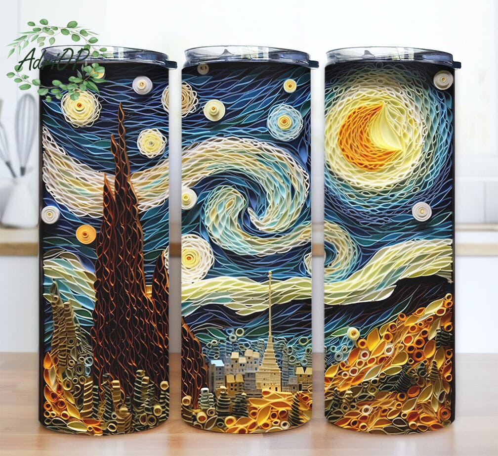 Starry Night By Vincent Van Gogh 20oz Skinny Tumbler Png, Vincent Van ...