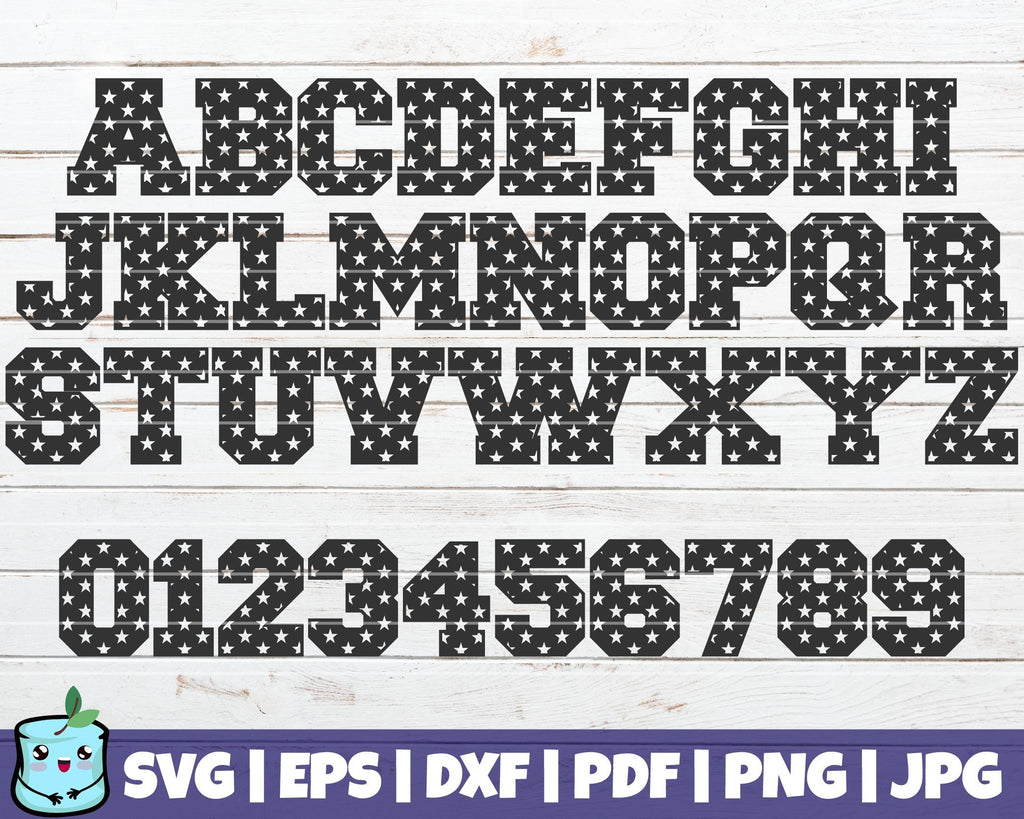 Stars Alphabet and Numbers - So Fontsy