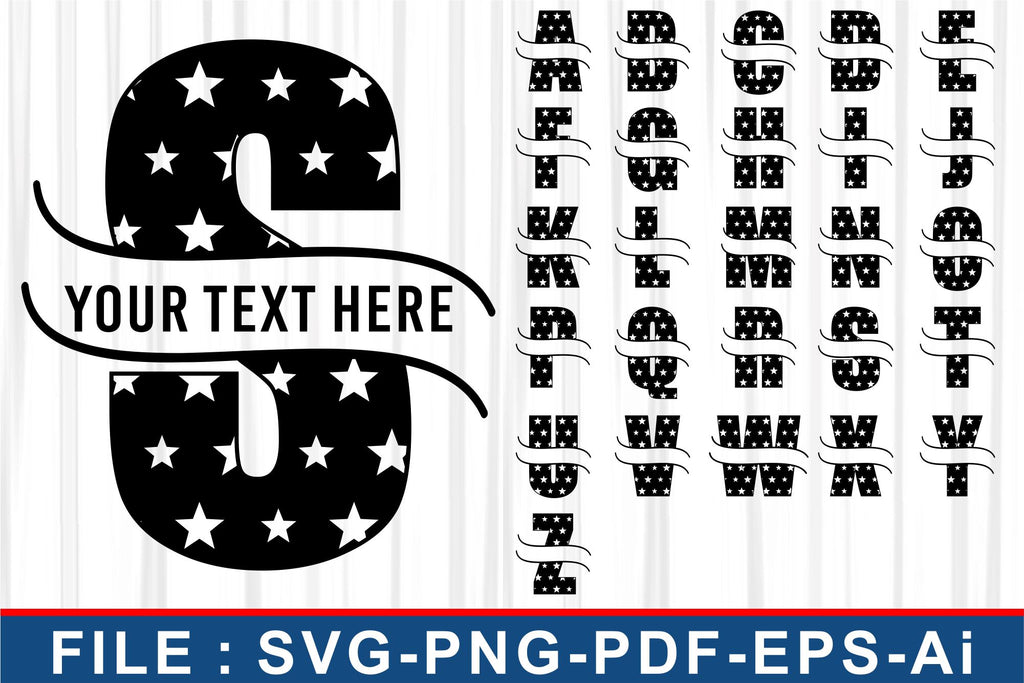 Stars Split Alphabet Monogram Letters SVG Set A-Z, Stars Font SVG ...