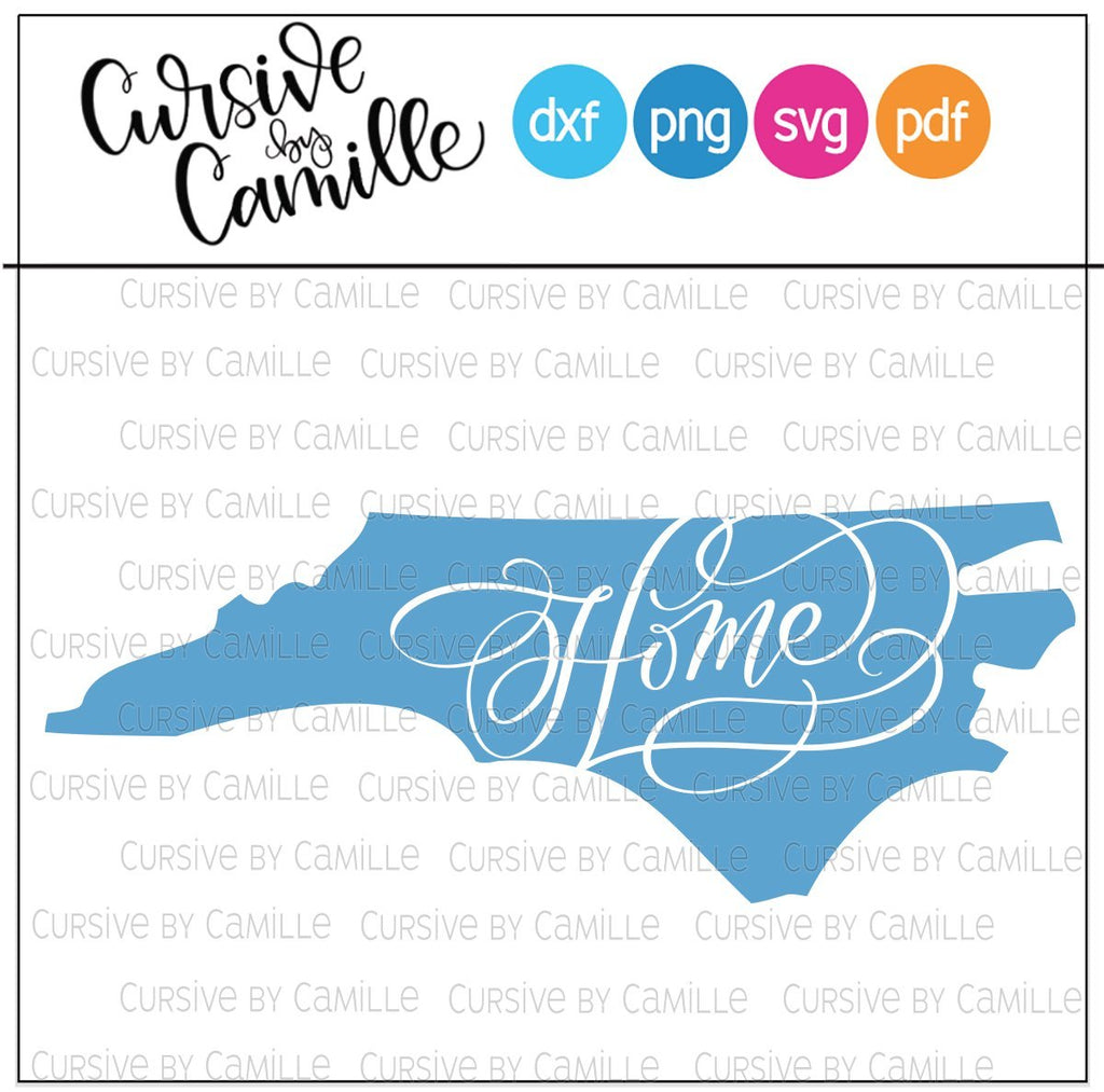 State of North Carolina Home Hand Lettered Cut File - So Fontsy
