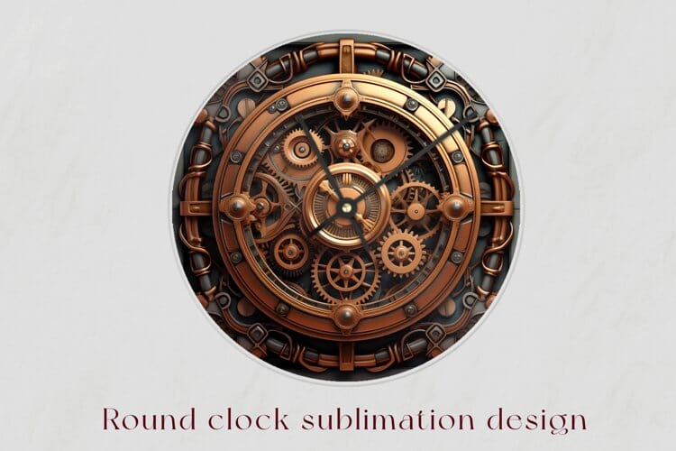 Steampunk clock face sublimation design / 3d sublimation PNG - So Fontsy