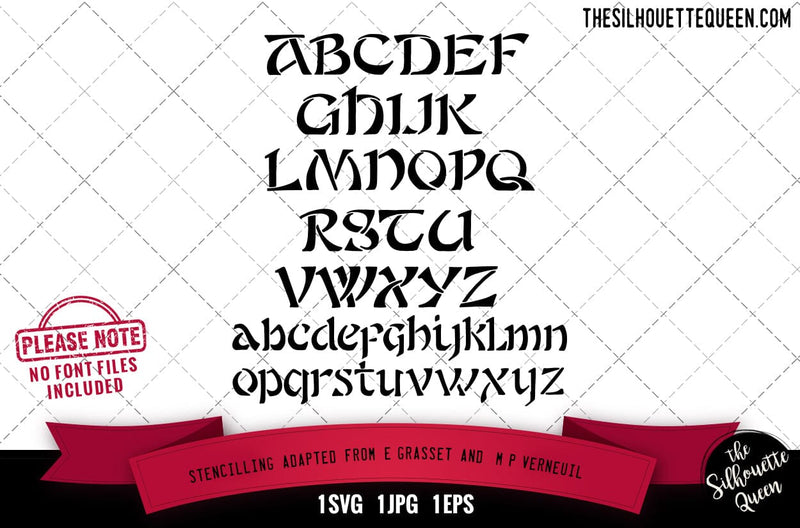 Stencilling E.Grasset And M.P.Verneuil alphabets - ABC letters - So Fontsy