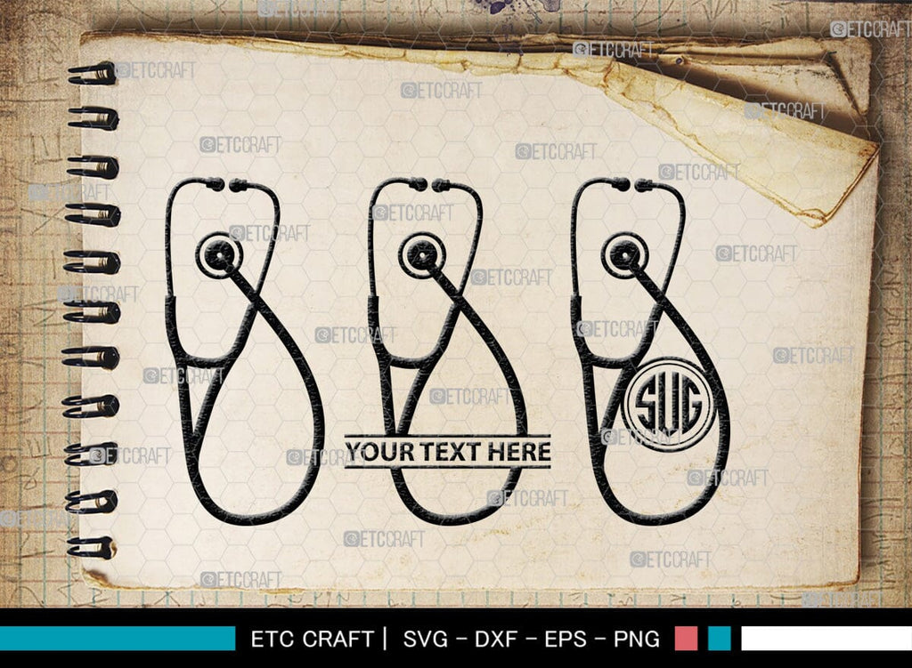 Stethoscope Monogram, Stethoscope Silhouette, Stethoscope SVG, Nurse ...