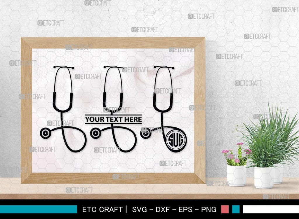 Stethoscope Monogram, Stethoscope Silhouette, Stethoscope SVG, Nurse ...