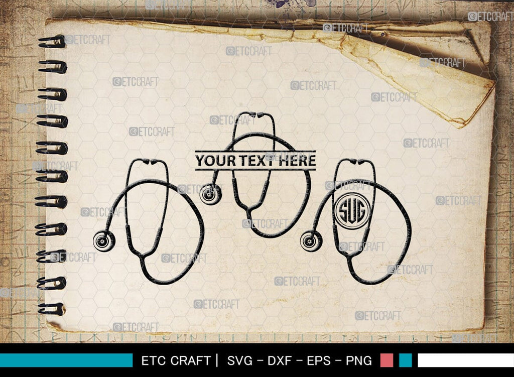 Stethoscope Monogram, Stethoscope Silhouette, Stethoscope SVG, Nurse ...