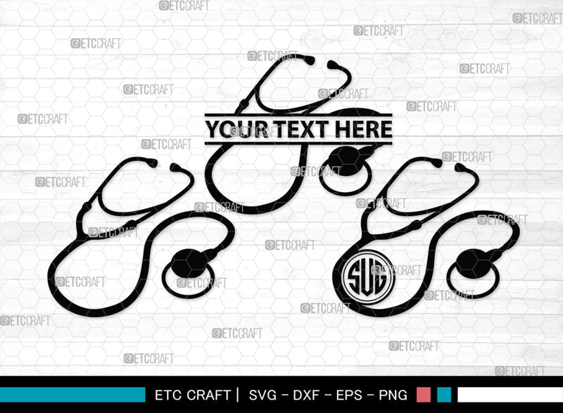 Stethoscope Monogram, Stethoscope Silhouette, Stethoscope SVG, Nurse ...