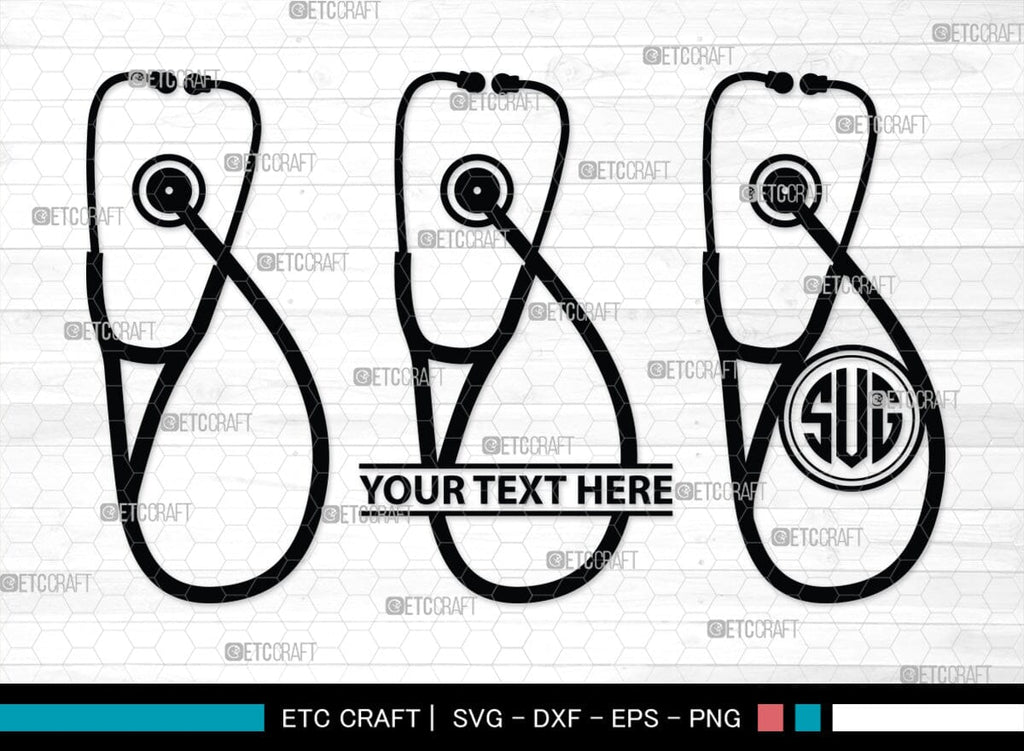 Stethoscope Monogram, Stethoscope Silhouette, Stethoscope SVG, Nurse ...