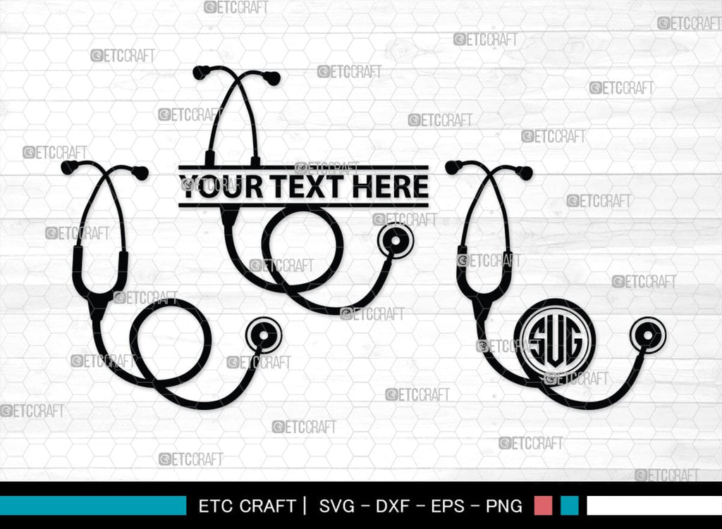 Stethoscope Monogram, Stethoscope Silhouette, Stethoscope SVG, Nurse ...