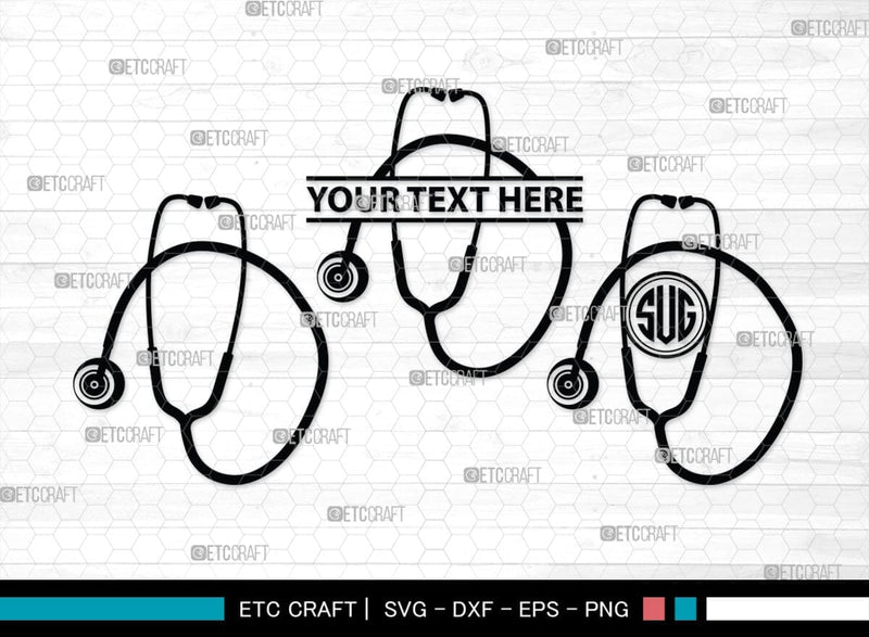 Stethoscope Monogram, Stethoscope Silhouette, Stethoscope SVG, Nurse ...