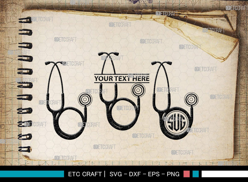Stethoscope Monogram, Stethoscope Silhouette, Stethoscope SVG, Nurse ...