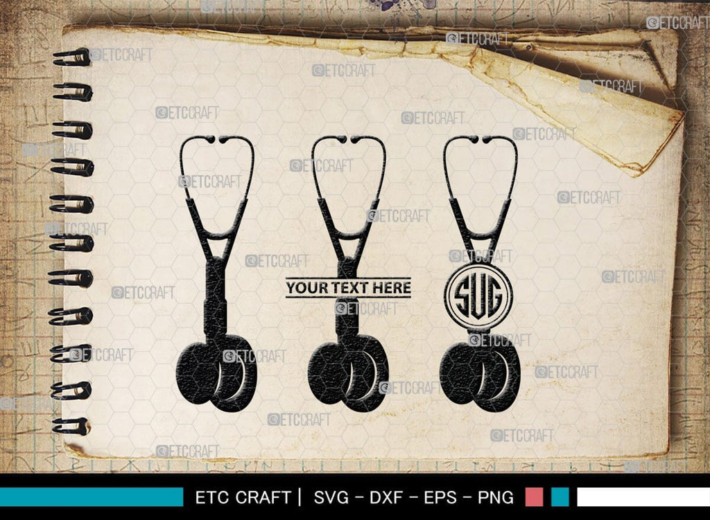 Stethoscope Monogram, Stethoscope Silhouette, Stethoscope SVG, Nurse ...