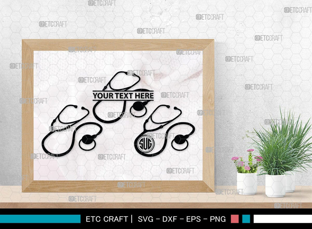 Stethoscope Monogram, Stethoscope Silhouette, Stethoscope SVG, Nurse ...
