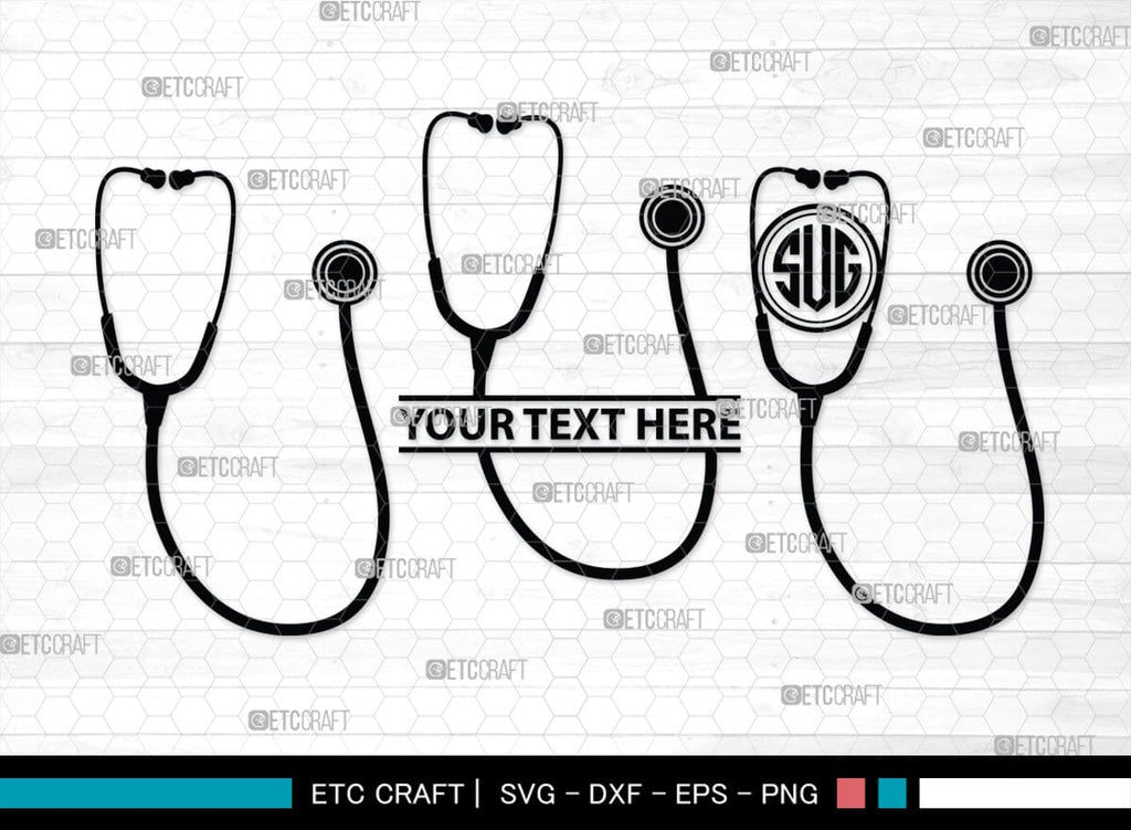 Stethoscope Monogram, Stethoscope Silhouette, Stethoscope SVG, Nurse ...