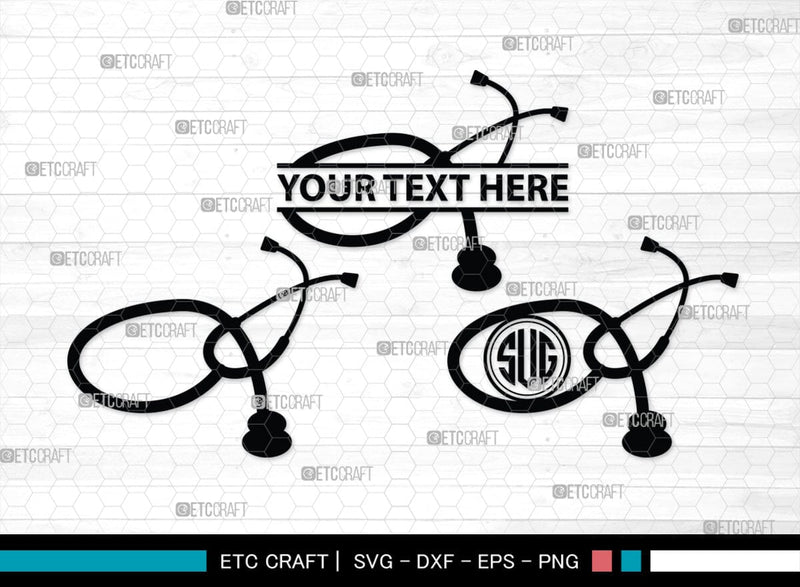 Stethoscope Monogram, Stethoscope Silhouette, Stethoscope SVG, Nurse ...