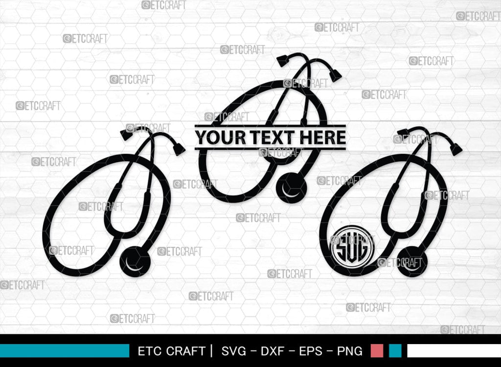 Stethoscope Monogram, Stethoscope Silhouette, Stethoscope SVG, Nurse ...