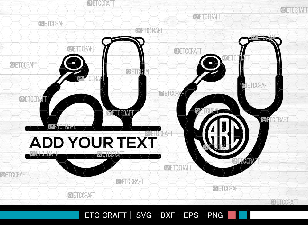 Stethoscope Monogram SVG, Circle Monogram, Nursing Svg, Stethoscope ...