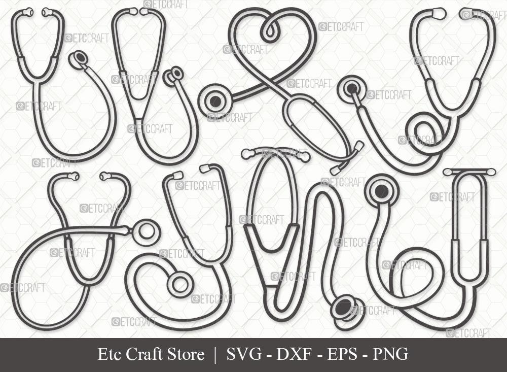 Stethoscope Outline SVG Cut File | Stethoscope Heart Svg | Nurse ...