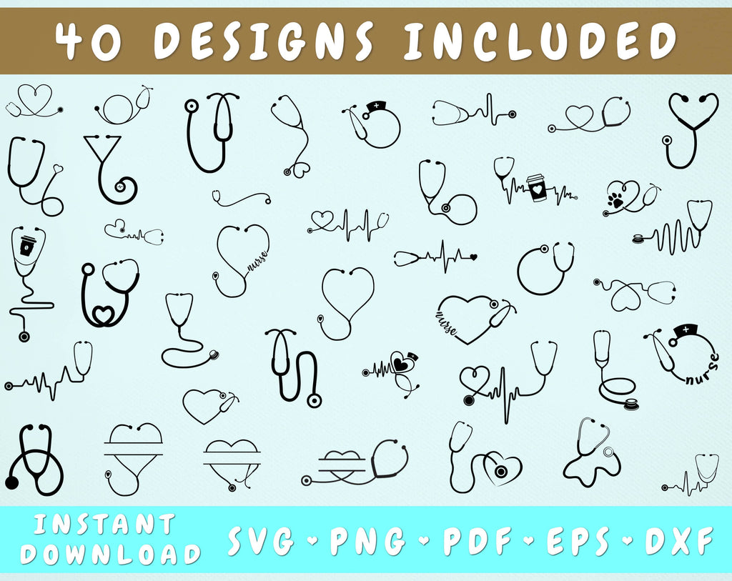 Stethoscope SVG Bundle - 40 Designs - So Fontsy