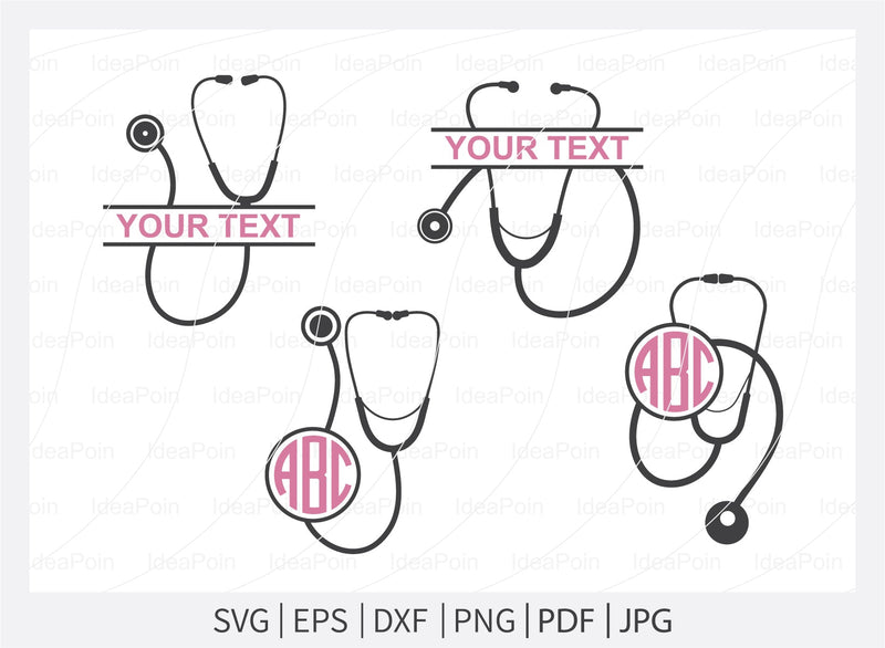 Stethoscope SVG, Nurse SVG, Stethoscope split Monogram, Stethoscope ...