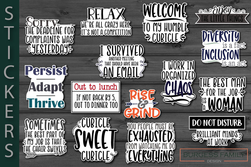 Sticker Bundle Office Signs & Quotes - So Fontsy