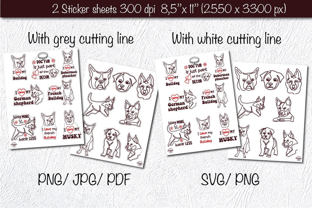 Sticker SVG bundle, Dog sticker, Dog head stickers, Planner sticker dog ...