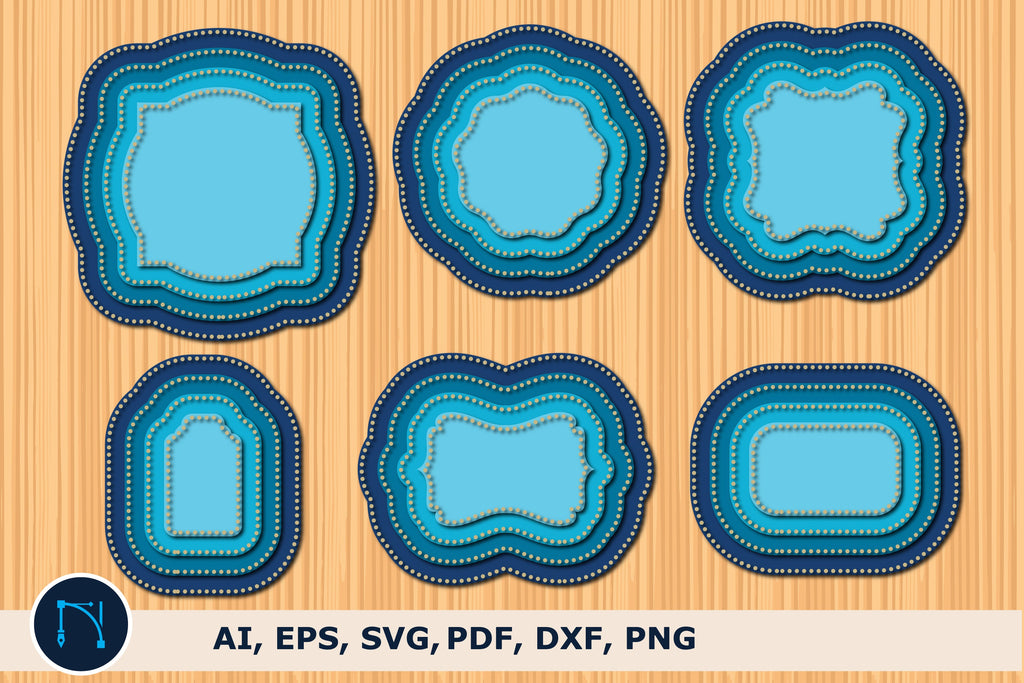 Stitched Nesting Shapes SVG bundle - So Fontsy