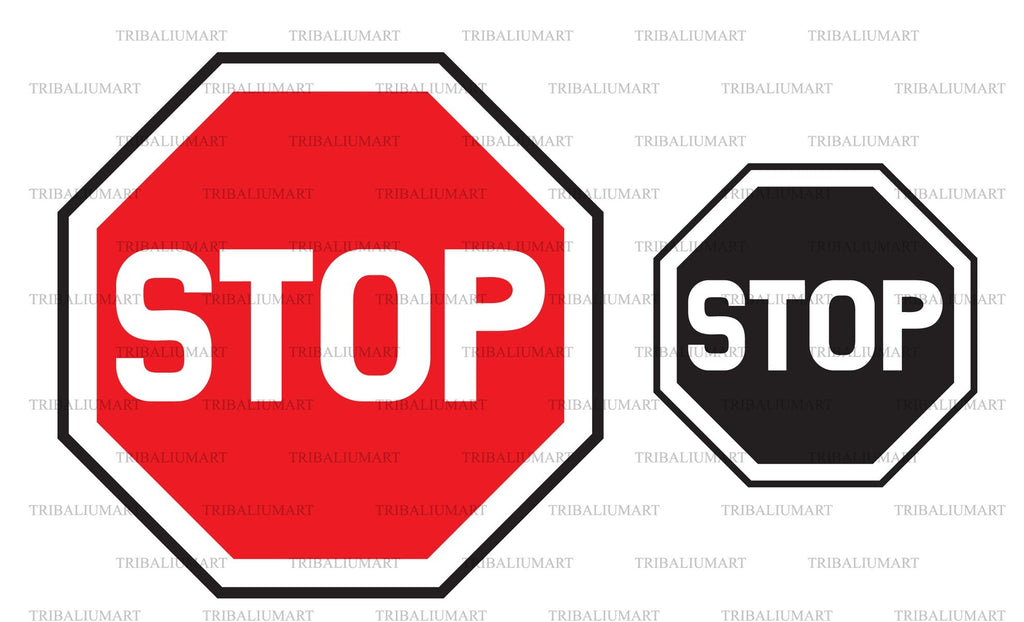 Stop sign. Cut files for Cricut, Clip Art silhouettes (eps, svg, pdf ...