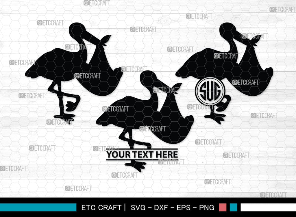 Stork Baby Shower Monogram, Stork Baby Shower Silhouette, Stork Baby ...