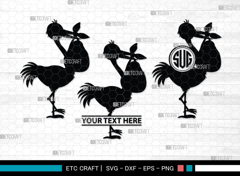 Stork Baby Shower Monogram, Stork Baby Shower Silhouette, Stork Baby ...