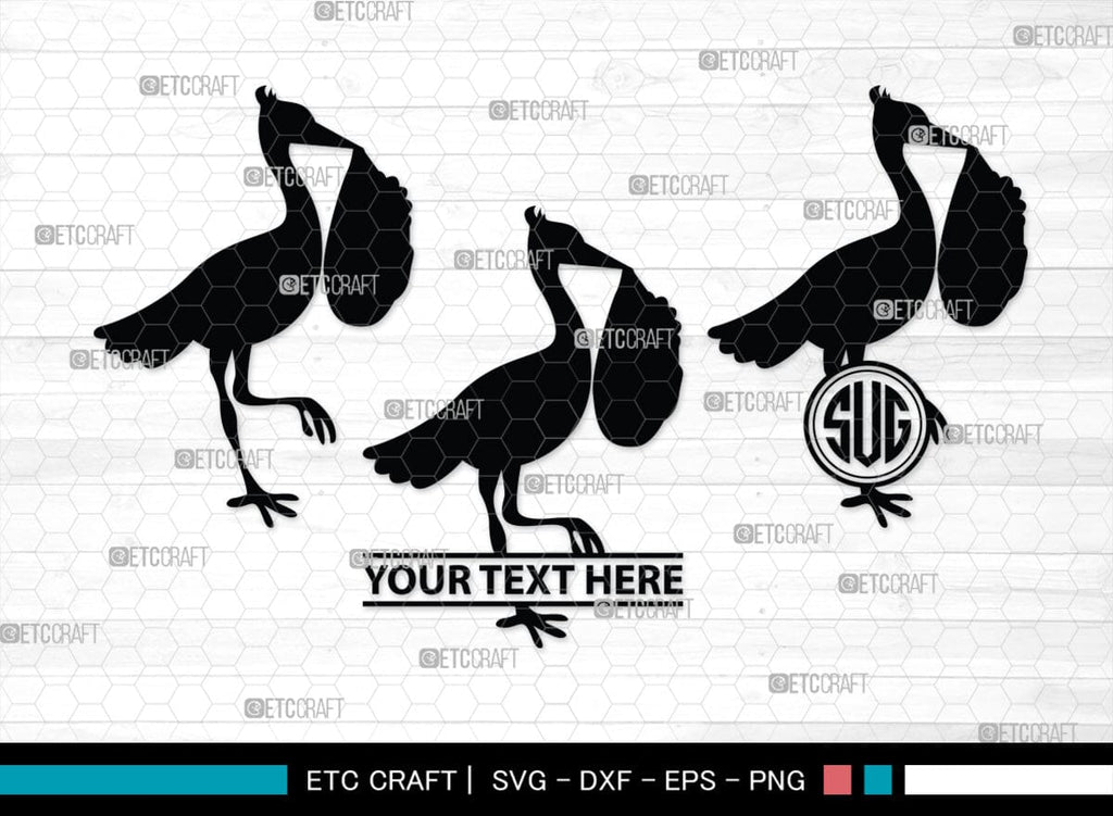 Stork Baby Shower Monogram, Stork Baby Shower Silhouette, Stork Baby ...
