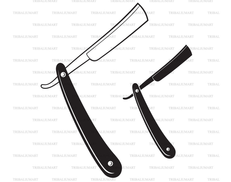 Straight Razor. Cut files for Cricut. Clip Art silhouettes (eps, svg ...