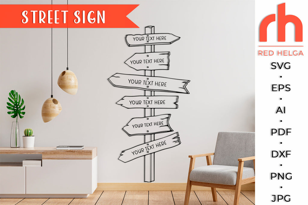 Street Sign SVG - Wooden Signboard Cut File - So Fontsy