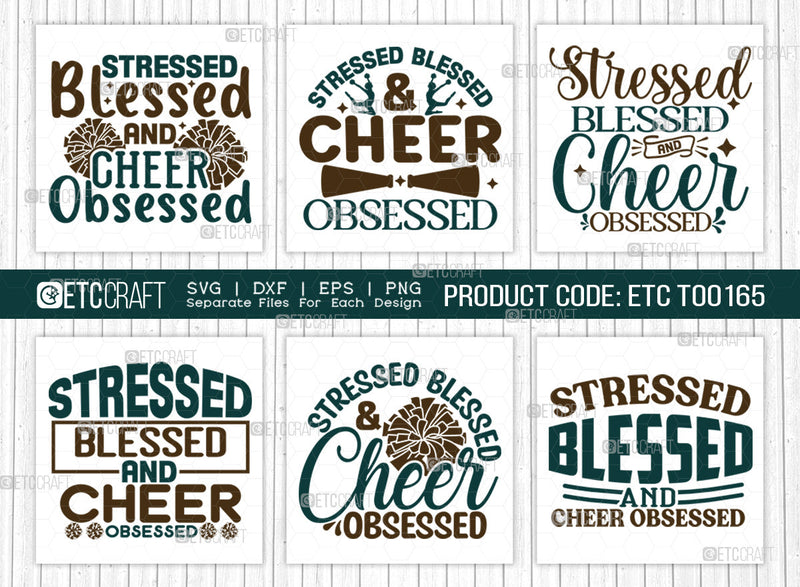Stressed Blessed And Cheer Obsessed SVG Bundle, Cheerleading Svg, Cheer ...