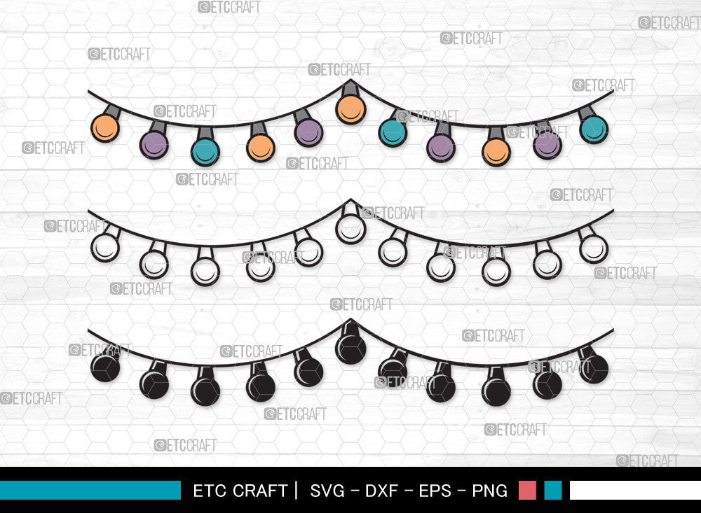 String Lights Clipart SVG | Lights Svg | Light Strand Svg | Icicle ...