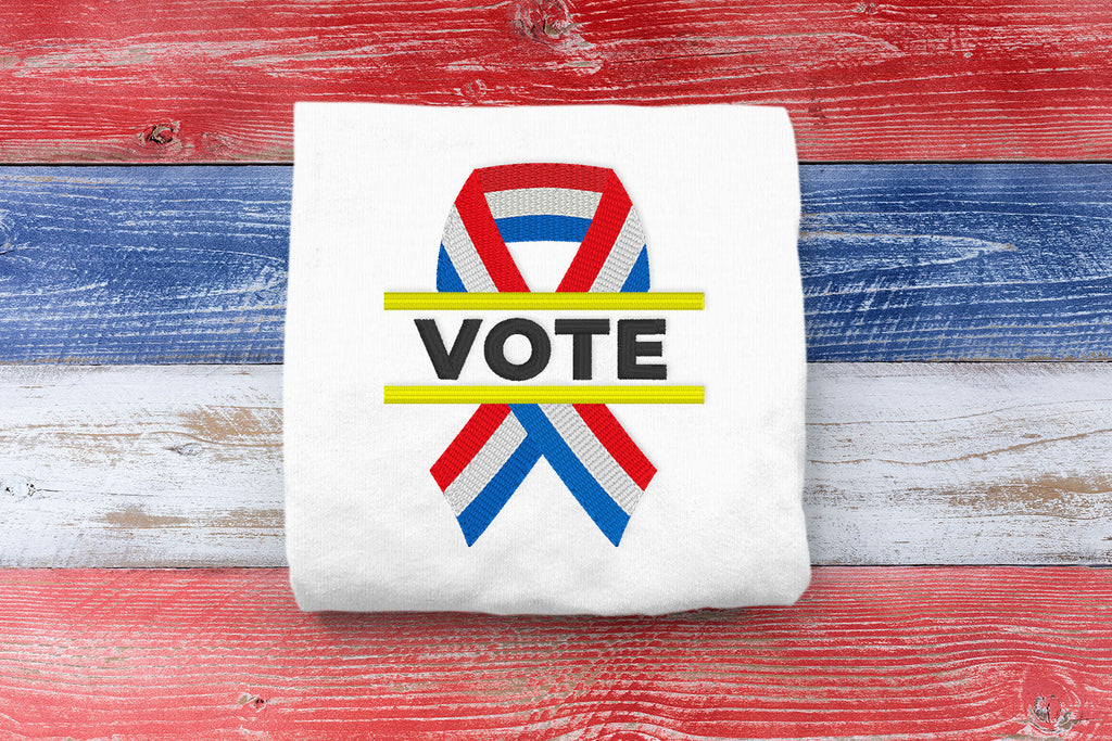 Striped Vote Ribbon Mini Embroidery - So Fontsy